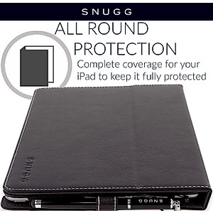 Snugg iPad 9.7 (2018/2017) & iPad Air Case, Black Leather Smart Case Cover Apple iPad Air and New iPad 2017 9.7" Protective Flip Stand Cover with Auto Wake/Sleep