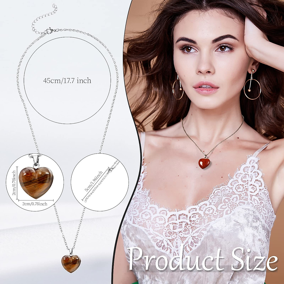 Geelin 15 Types Heart Shape Crystal Necklace Heart Shaped Crystal Charms Heart Pendants Women Love Crystal Necklace for Christmas Valentine's Day, Girls Wife Girlfriend Gift Birthday Party Favor