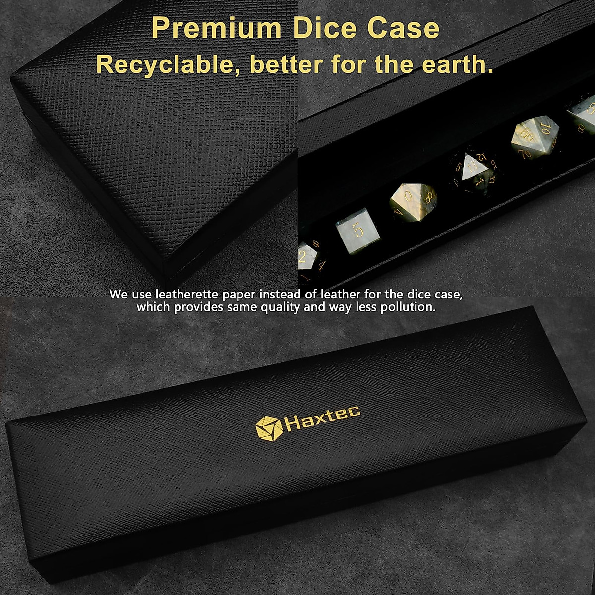 Haxtec Gemstone Dice Opal DND Dice Set with Dice Case Opalite D&D Dungeons and Dragons Dice TTRPG DND Master Gift