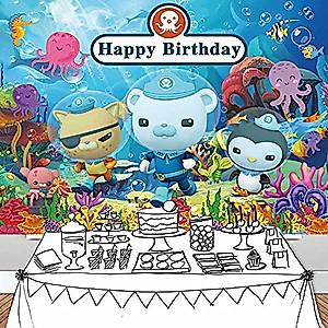 QUEENMO Octonauts Backdrop Birthday Party Supplies Banner Underwater World Small Cute Hero Photography Backdrop Photo Backdrop Background