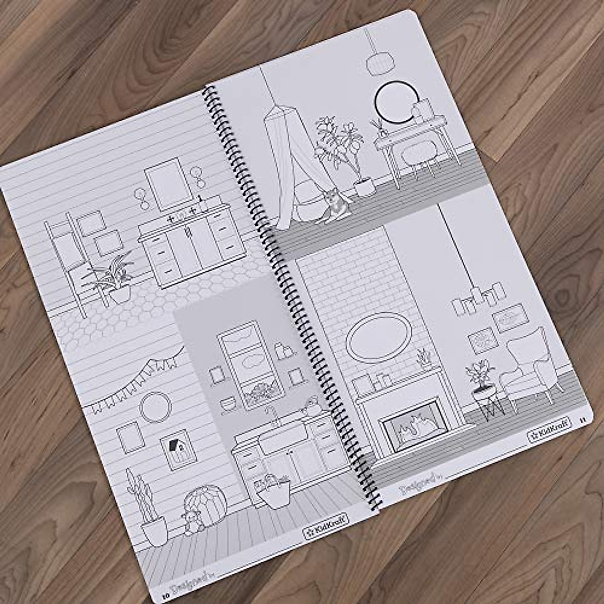 KidKraft Designed by Me™: Color Decor Wooden Dollhouse with Removable Coloring Book, 5 Markers and 15 Accessories, Gift for Ages 3+