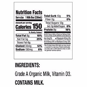 Whole Milk boxes Organic Shelf-Stable Milk Whole, Horizon Whole Milk Single Serve, 8.0 Fl OZ Bundled with a BETRULIGHT Fridge Magnet – 6 Pack