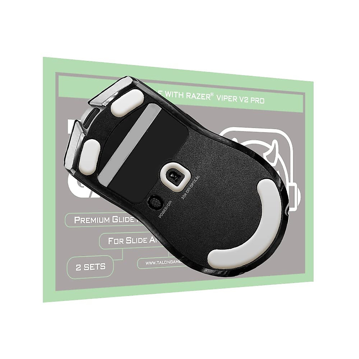 2Sets of TALONGAMES Rounded Curved Edges Mouse Feet Skates Compatible with Razer Viper V2 Pro Wireless Gaming Mouse Feet Replacement,0.8mm,Pure PTFE Material with Super Smooth Glide Pads
