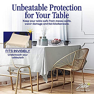 Nuvantee Revolutionary Table Pad - Waterproof, Protects Table from Spills and Heat - 52 X 108 Inch Deluxe Vinyl Premium Table Protector - Flannel Backing, Lies Flat