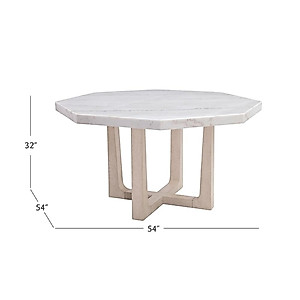 Bassett Mirror Newport Ashe Wood Dining Table with Marble Top in White