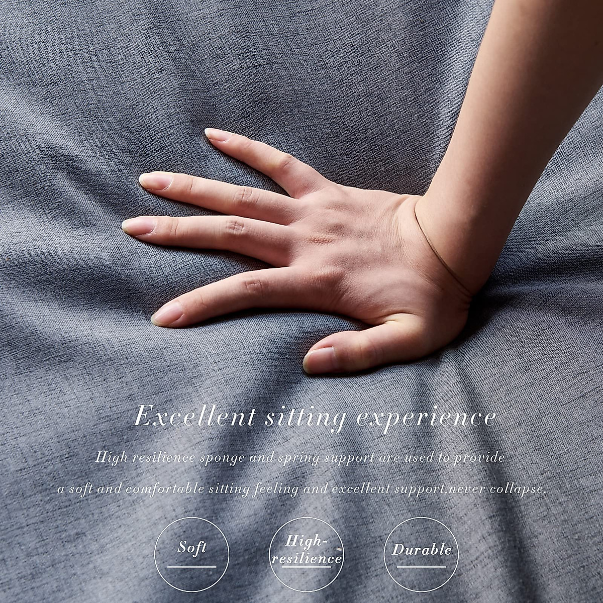 Moxoq Luxury Modern Modular U-Shaped Sectional Sofa Set, Minimalist Linen Fabric Upholstered Comfy Couch with Convertible Chaise, Large Cloud Couch for Living Room (Dark Grey, U-Shaped)