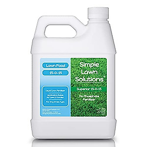 Superior Nitrogen & Potash 15-0-15 NPK- Lawn Food Quality Liquid Fertilizer - Concentrated - Any Grass Type- Simple Lawn Solutions Green, Growth - Lawn and Garden Rates - Phosphorus-Free (1 Quart)