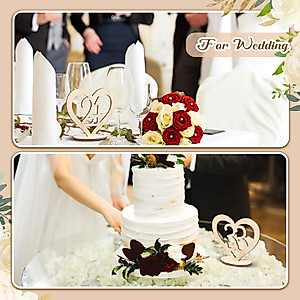 Blulu 40 Pieces Wooden Wedding Table Numbers Heart Shape 1-40 Table Numbers with Holder Base Standing Rustic Hollow Wood Table Numbers for Wedding Event Party Catering Decoration