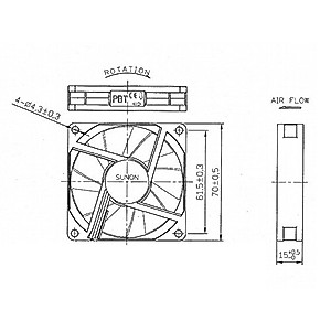 Sunon 70x70x15mm KDE1207PHV3 2Pin/2Wire 12v Low Speed Fan (4 Pack)