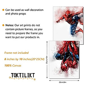 Superhero Spiderman Wall Decor Poster Prints Spider Room Decor For Boys Birthday Gift Set of 4 Nursery Home Wall Poster Decor UNFRAMED (8 x 10 inches)