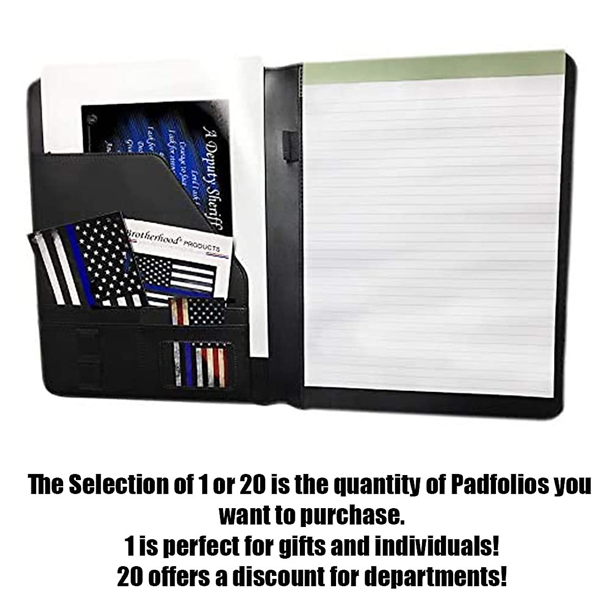North Carolina Brunswick County All Counties Deputy Sheriff Padfolio Notepad Holder - Thin Blue Line Portfolio with Deputy Sheriff Prayer Print & 3 Police Laptop Stickers and a Police Car Magnet
