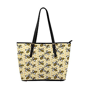 InterestPrint Top Handle Satchel HandBags Shoulder Bags Tote Bags Purse Cartoon with Honey Bees on the Comb