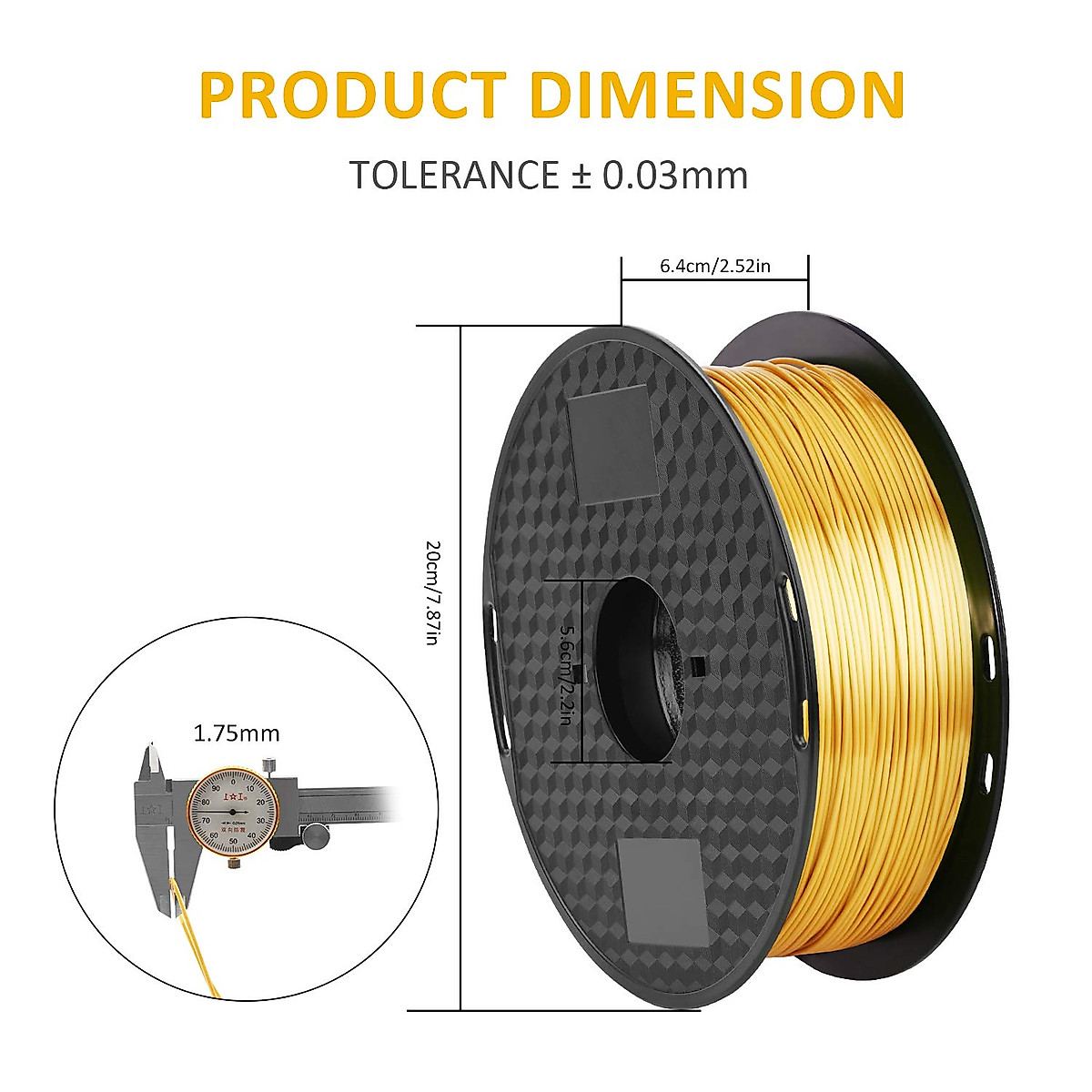 Silk Gold PLA Filament 1.75mm, MCHYI Silk Shiny 3D Printer Filament, 1kg 1 Spool
