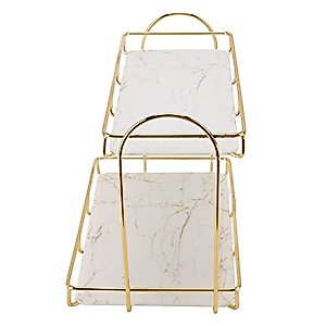 Naroote Cosmetics Storage Rack Perfume Holder Skin Care Shelf 2-Layer Corner Makeup Rack Gold Ball Storage Rack, 2layer Large Golden Kitchen Bathroom Cosmetic Storage Rack for Bedroom