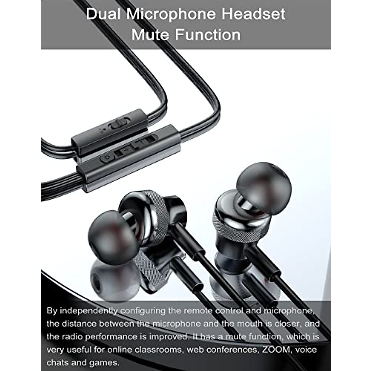 Wired Earbuds with Microphone,3.5MM in-Ear Earphone Noise Isolated&Volume Control for Sports Running Workout Compatible for Laptop & Desktop Computers, Game Players and Other Audio Players 8.2FT