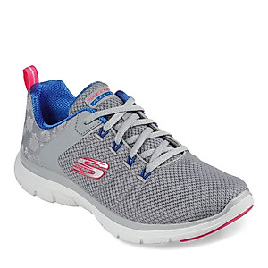 Skechers Women's Flex Appeal 4.0- Elegant Ways - Grey Mesh/Multi Trim - US 7