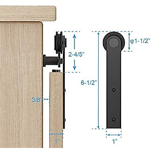 ZEKOO 5FT Super Mini Sliding Barn Door Hardware Kit for Single Door Cabinet, Small Barn Door Hardware Track Kit for TV Stand, Cupboards, Storage Cabinets, Wardrobes, I Shape Hanger (No Cabinet)