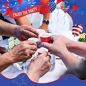 Yinkin 150 Pcs Red White and Blue Shot Glasses Bulk 2 oz Plastic Shot Glasses Disposable Shot Glasses Mini Shot Cups for Wedding Bachelorette Birthday Baby Shower Party Office Supplies