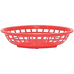 Tablecraft Red Polyethylene 7-3/4" Oval Side Order Basket