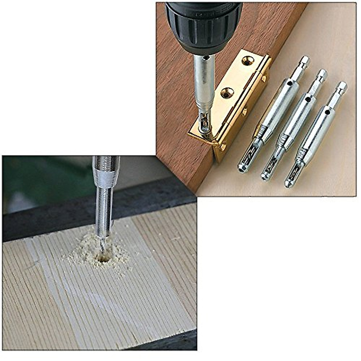 HIFROM Door Drill Bit Set with Automatic Center Punch,Doors Self Centering Hinge Tapper Core Drill Bit Set,Hole Puncher Woodworking Tools 5/64" 7/64" 9/64" 11/64" 13/64" 5mm 1/4"