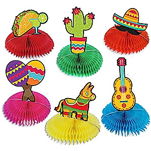 JW Passion - Premium Quality, Made With Passion Mexican Table Centerpiece Decorations Fiesta Taco Bar Party Decor 6 pcs Colorful Honeycomb for Cinco De Mayo Celebration