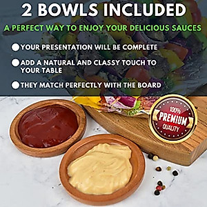 Skewer Holder – Chic Food Display Stands for Party – Ash Wood Pick Board for Parties, Events, BBQs - Food Skewers Board with 2 Ash Bowls and 100pcs Skewers – 11.4 x 7.5 x 0.8-inch