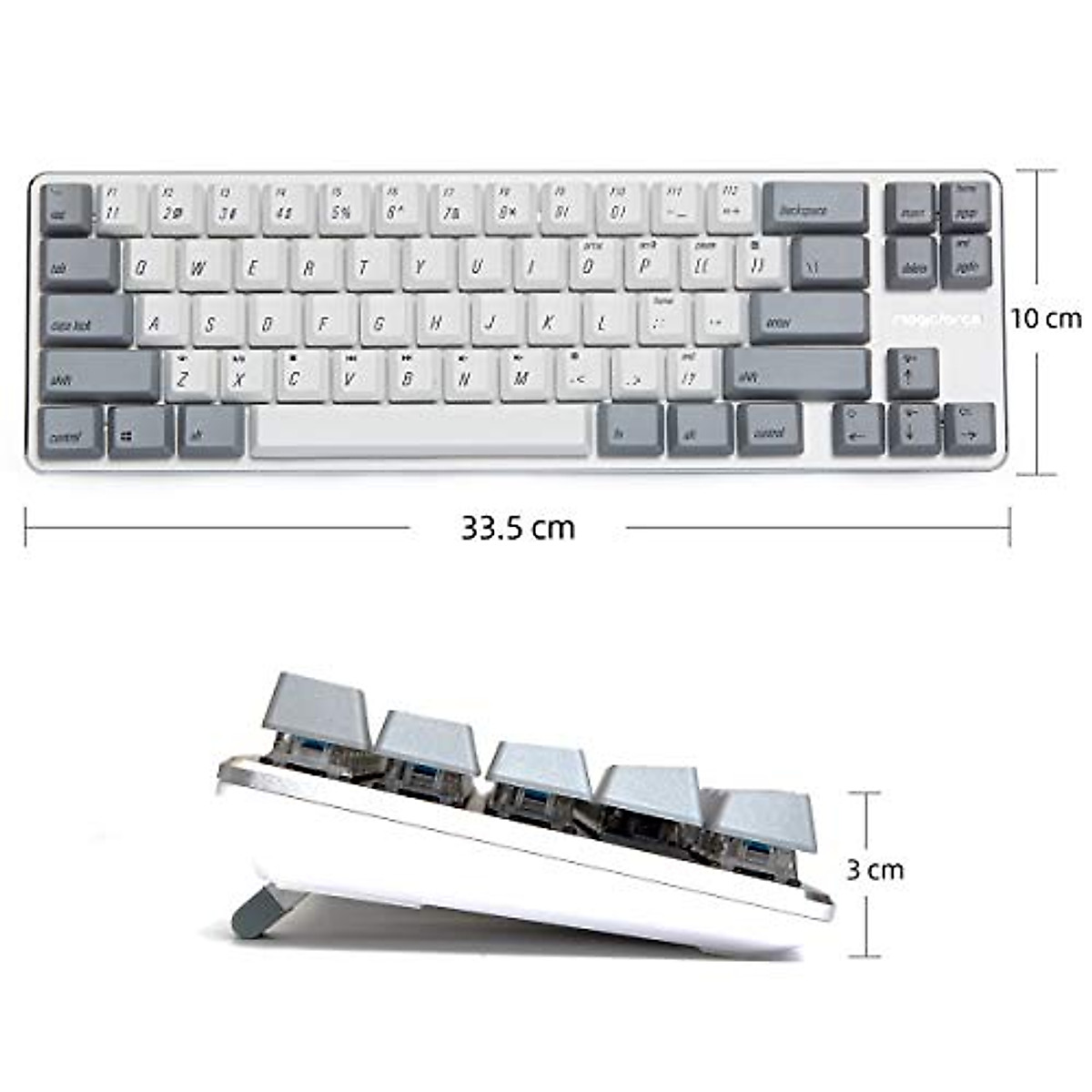 Qisan Holiday Sale 20% Discount Off Mechanical Keyboard Gaming Keyboard Gateron Brown Switch PBT Keycaps Keyboard Wired Backlit Mini Design (60%) 68 Keys Keyboard White Magicforce (White Gray Combo)