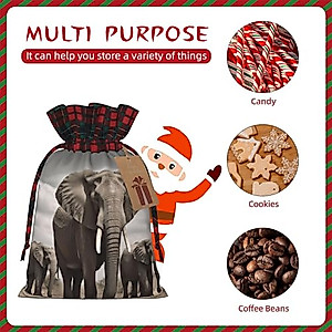 Christmas Gift Bags with Drawstring Burlap Gift Bags African Elephant Christmas Linen Bags for Xmas Party Candy Bags with Cards Xmas Reusable Wrapping Bags Christmas Linen Treat Bags for Holiday