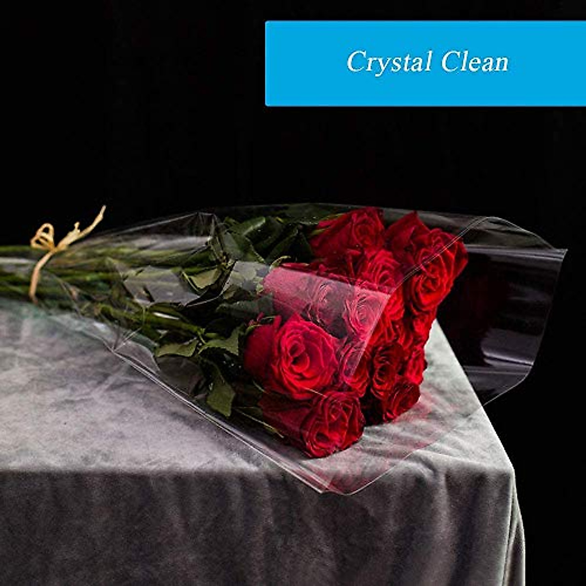 JOYIT 100 ft Clear Cellophane Wrap Roll (31.5 in x 100 ft) - 3 Mil Thicken Cellophane Roll, Clear Cellophane Bags Large, Clear Wrapping Paper for Flower Gift Baskets Wrap (31.5" fold into 16")