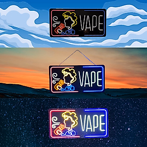 'Vape' LED Sign with Icon by SMOKE SHOP LED - 50,000 Hour rated lifetime, bring in more customers! - Neon LED Vape Sign for Window/Wall - Large Bright for Smoke shops, Vape, Gas Station, and Personal