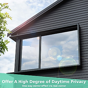 Volcanics One Way Window Privacy Film Sun Blocking Window Tinting Film for Home Heat Control Mirror Tint Film Static Cling Reflective Solar Window Film 17.5 x 78.7 Inches, Silver