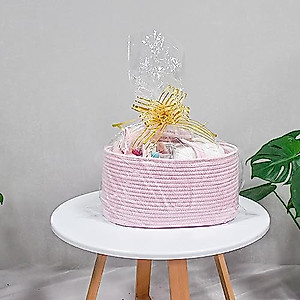 ABenkle Baby Diaper Caddy, Nursery Storage Bin and Car Organizer for Diapers and Baby Wipes, Cotton Rope Diaper Basket Caddy, Changing Table Diaper Storage Caddy Baby Gift Baskets, Pink