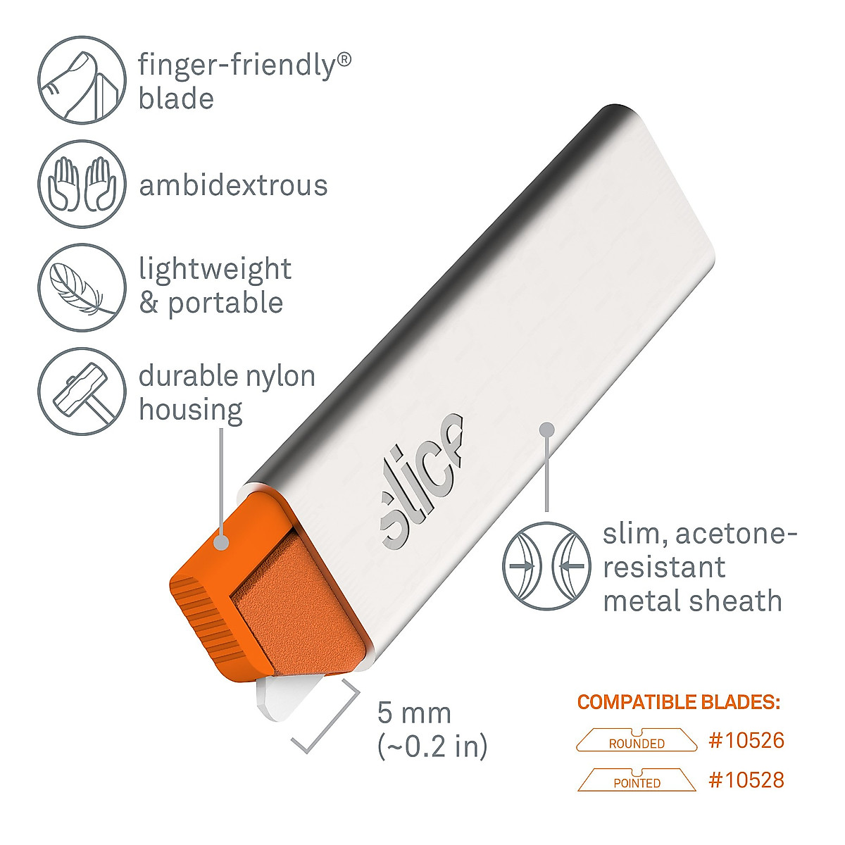 Slice Manual Carton Cutter | Safe Ceramic Box Cutter | Lasts 11x Longer than Metal | Single Edge Razor Blade | Mini Box Cutter | 2 Pack