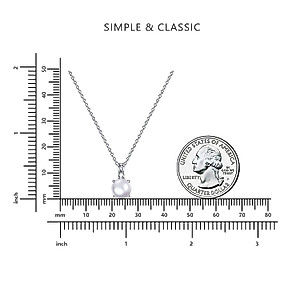 925 Sterling Silver Single Pearl Necklace Simple Cultured Solitaire Pearl Pendant Necklace Jewelry for Women