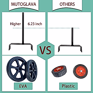 MUTOGLAVA Adjustable String Trimmer Support Wheel Attachment, 6inch Wheels Auxiliary Walk Behind String Trimmer with 26mm (1 Inch) Fixed Seat and 2 Silicone Pads for Weed Trimmer Grass Cutter Holder