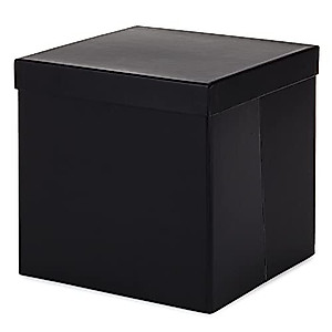 Hallmark 7" Large Box with Lid and Shredded Paper Fill (Black) for Weddings, Holidays, Graduations, Birthdays, Anniversaries