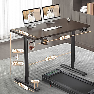 Dripex Electric Standing Desk Height Adjustable Computer Table-43 x 24 Inches Durable Large Workstation with Mouse Pad for Home Office