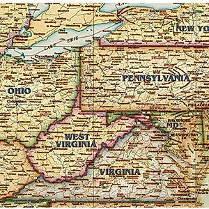 American Map Store Beautiful Wall Map of the United States of America - Classic Antiqued Atlas Style - Extra Large - 73''x40'' - Select Paper or Laminated (Paper, 73'' Wx40'' H)