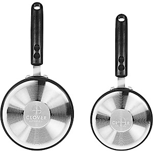 Clover Supply Co. Nonstick Saucepan Set with Lids Pots - Multipurpose Use for Home Kitchen or Restaurant - Glass Lids - 1 Quart and 2 Quart
