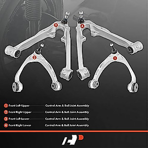 A-Premium Set of 4, Front Upper & Lower Control Arm Kit, with Ball Joint & Bushing, Compatible with Chevy & GMC & Cadillac - 2014-2020 - Silverado Tahoe Suburban Sierra Yukon (XL) Escalade (ESV)