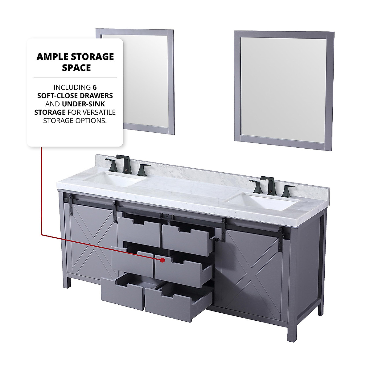 Bell+Modern Ketchum 80 in W x 22 in D Dark Grey Double Bath Vanity
