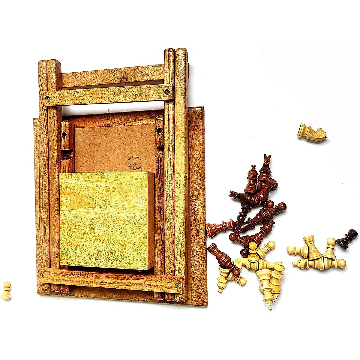 Ark Wood Art international Wooden Handmade Magnetic Chess Table Rosewood Wood | Chess Set with Folding Game Board | Home, Office, Travelling and Gift Uses|100% Quality.