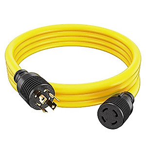 Houseables 30 Amp Generator Cord 4 Prong, Extension Generator Cable, 10 FT, 125-250v, 7500 Watt Max Rating, UL CUL, NEMA L-14-30P, Rubber, 10 Gauge, Heavy Duty, L14-30, Transfer, Twist Lock Power Cord