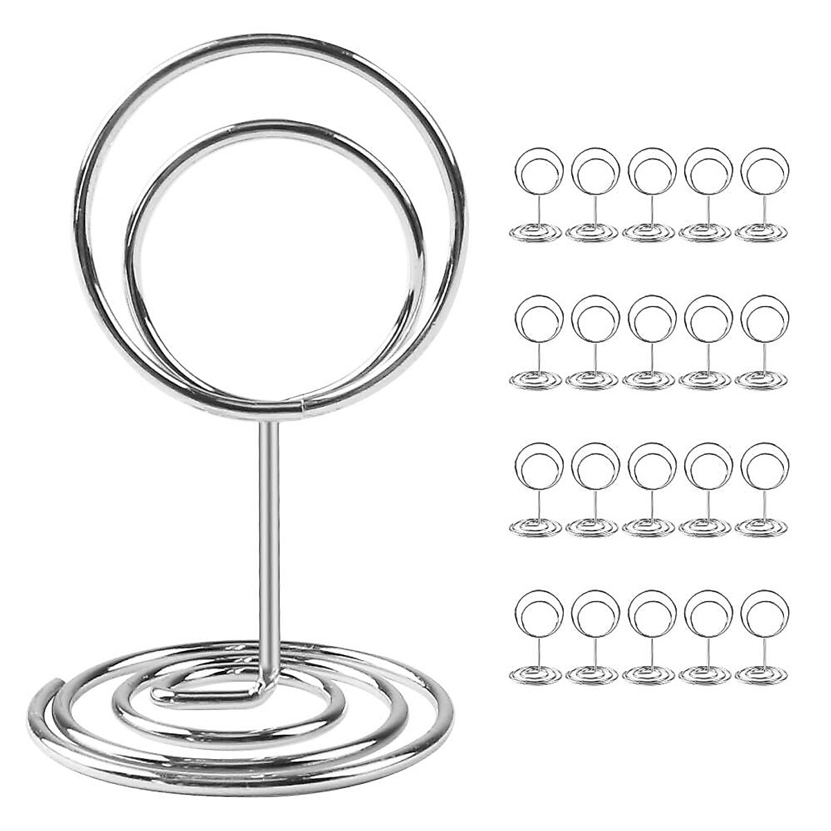 FGY 20PCS Table Number Holders, 2 Inch Place Card Holders, Mini Table Number Stands, Picture Memo Photo Holders for Table, Table Sign Holders for Centerpieces Wedding Party Graduation Reception,Silver