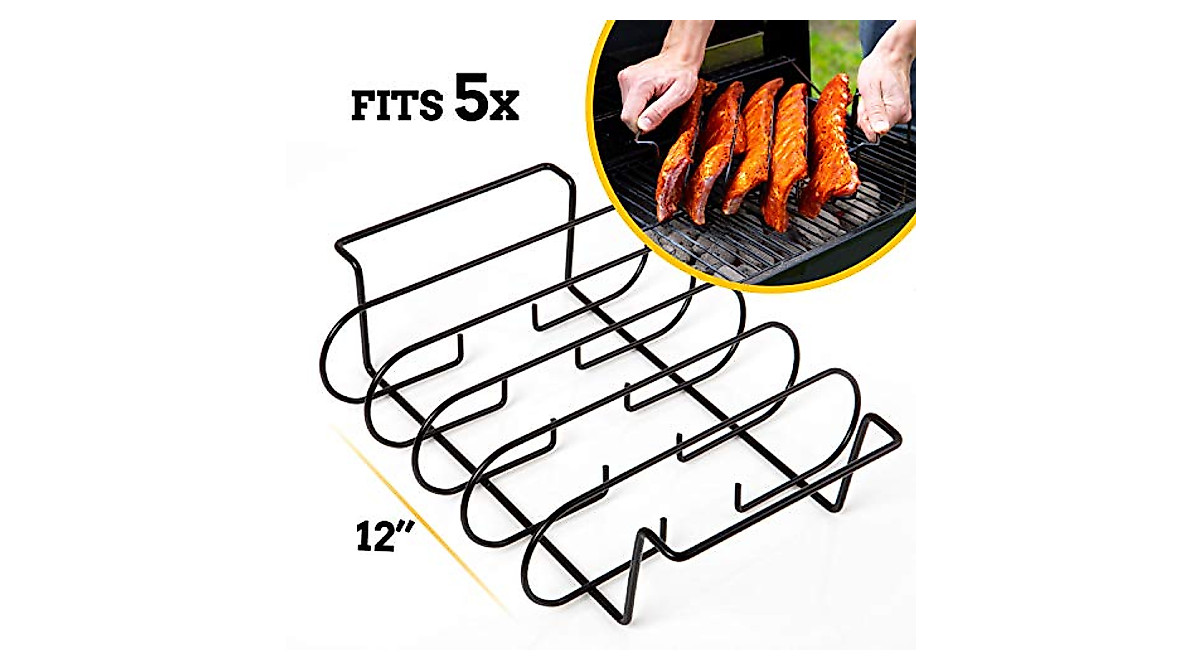 Mountain Grillers Rib Racks for Smoking & Grilling - Holds 4 Ribs