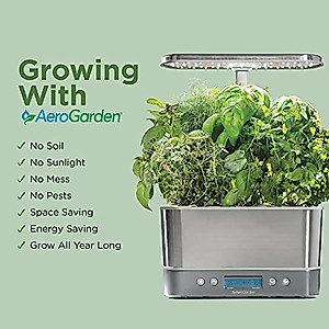 AeroGarden Harvest Elite with Gourmet Herb Seed Pod Kit - Hydroponic Indoor Garden, Stainless Steel