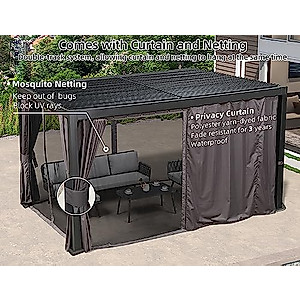 PURPLE LEAF Outdoor Louvered Pergola 10' × 13' Adjustable Metal Roof Hardtop Gazebo