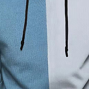 Maiyifu-GJ Color Block Hoodies for Men Casual Patchwork Gym Hooded Sweatshirt Long Sleeve Contrast Color Pullover Hoodie (Blue,X-Large)