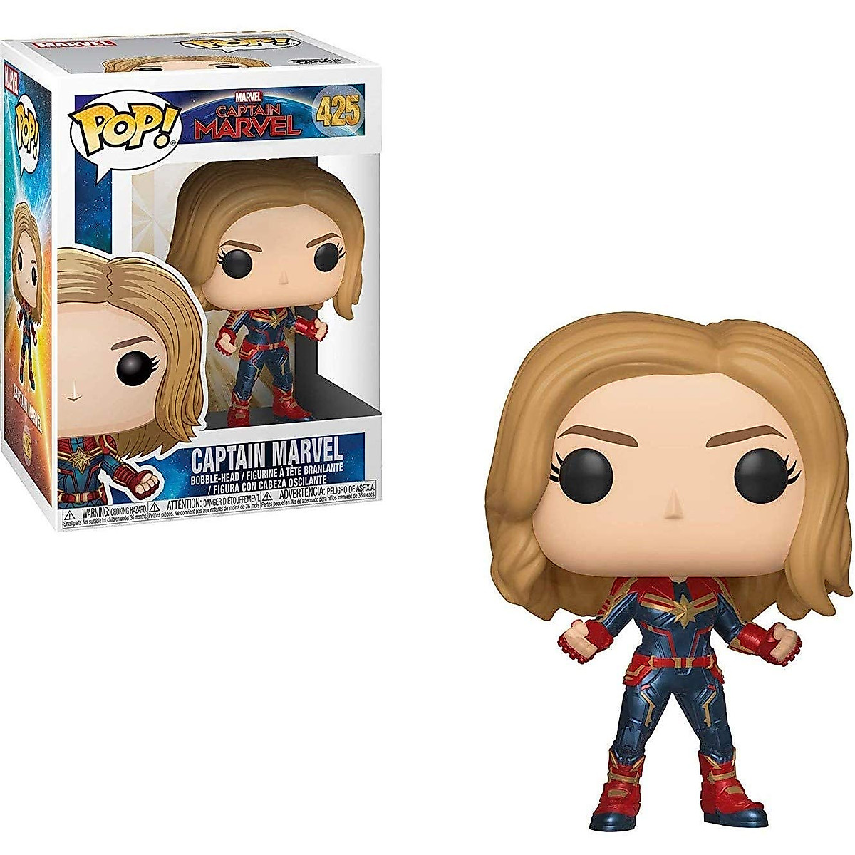 Marvel: Captain Marvel - Captain Marvel Funko Pop! Vinyl Figure (Includes Compatible Pop Box Protector Case)
