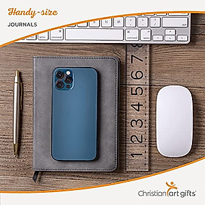 Christian Art Gifts Classic Handy-sized Journal With God Everything Is Possible Mathew 19:26 Bible Verse, Inspirational Scripture Notebook w/Ribbon, ... Flexcover 240 Ruled Pages, 5.7" x 7", Gray